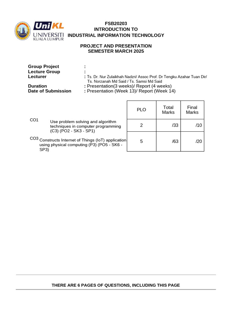 P Q MiniProject March 2025 | PDF | Internet Of Things | Data Analysis