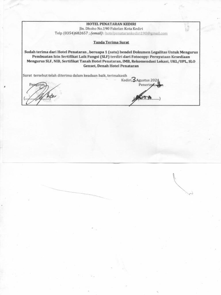 Tanda Terima Dokumen SLF 1 | PDF