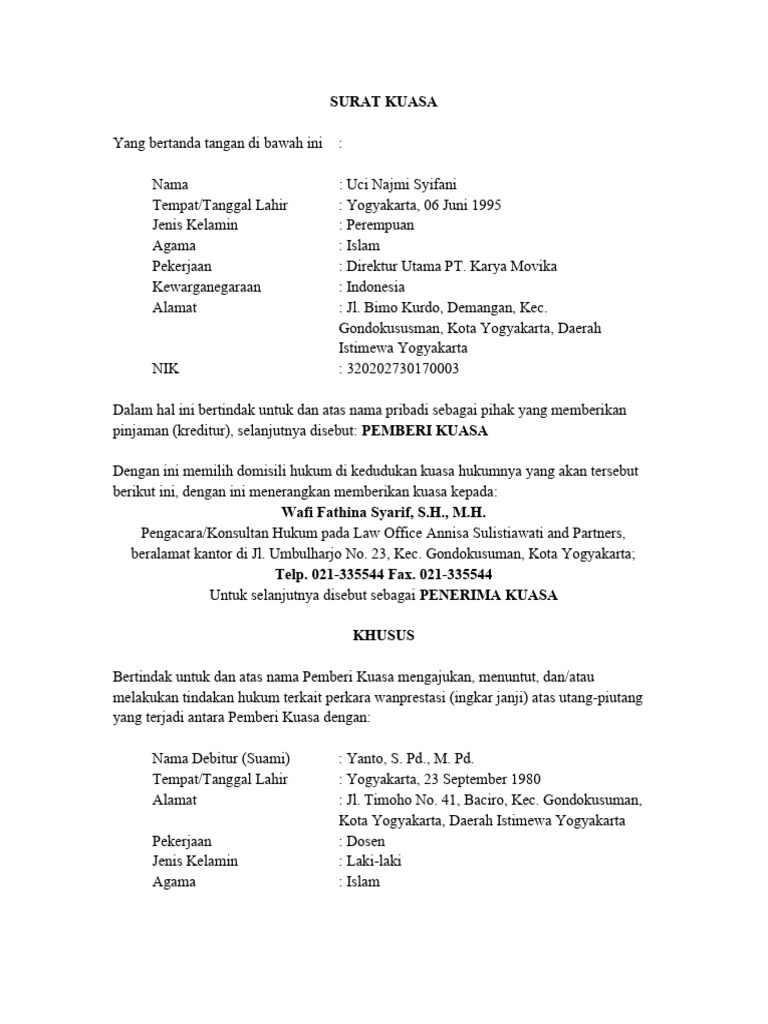 Surat Kuasa Perdata | PDF