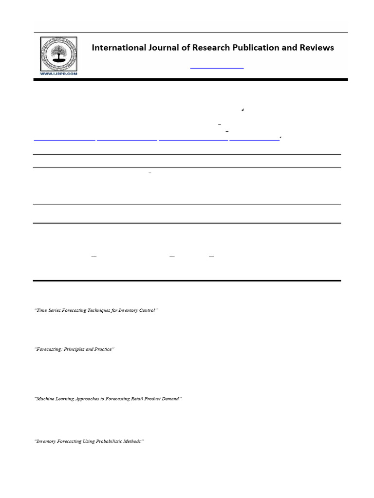 Smart Inventory Management System | PDF | Forecasting | Machine Learning