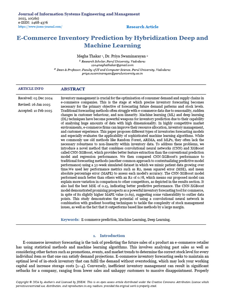 E-Commerce Inventory Prediction by Hybridization D | PDF | Forecasting | Machine Learning
