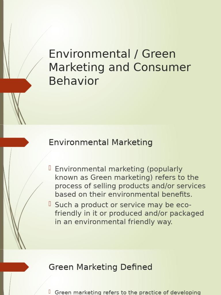 Environmental or Green Marketing and Consumer Behavior | PDF ...
