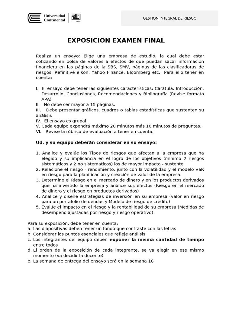 Consigna Examen Final | PDF