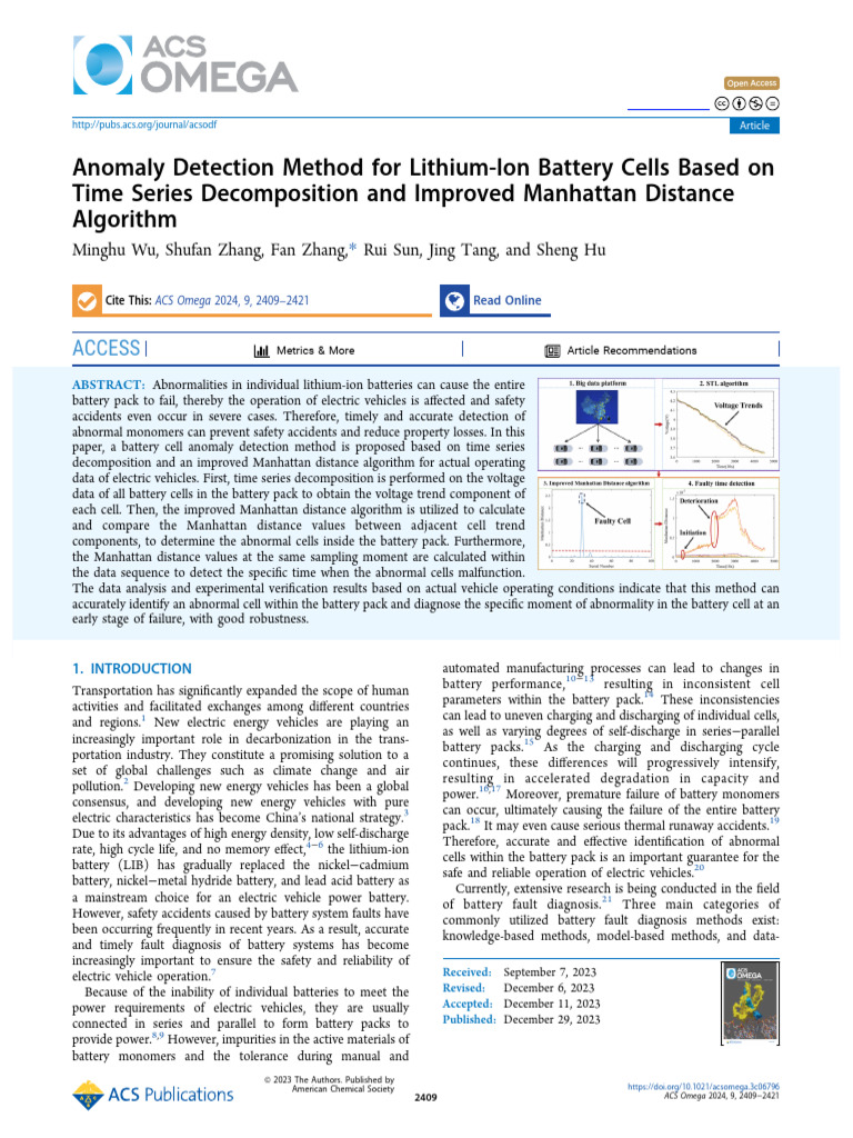 2023 Anomaly Detection Method For Lithium Ion Battery Cells Based On Time Series Decomposition