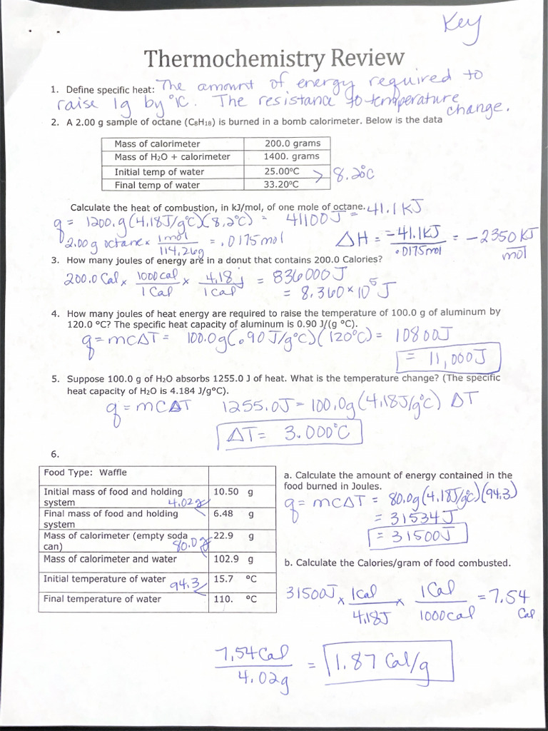 Thermochemistry Review | PDF