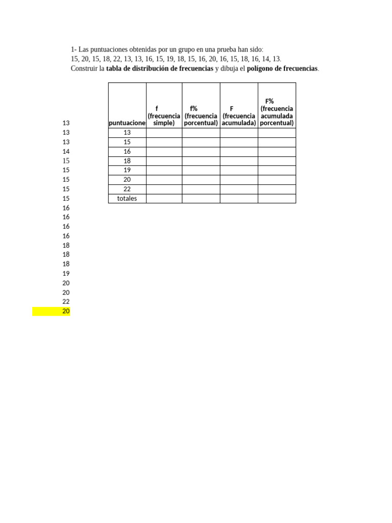 TP N°2-Tablas de Frecuencias Con Excel - (F, F%, F y F%) | PDF