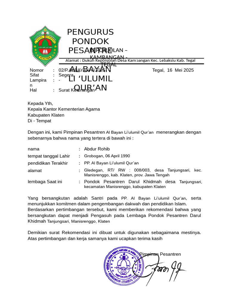 Rekomendasi Pesantren | PDF