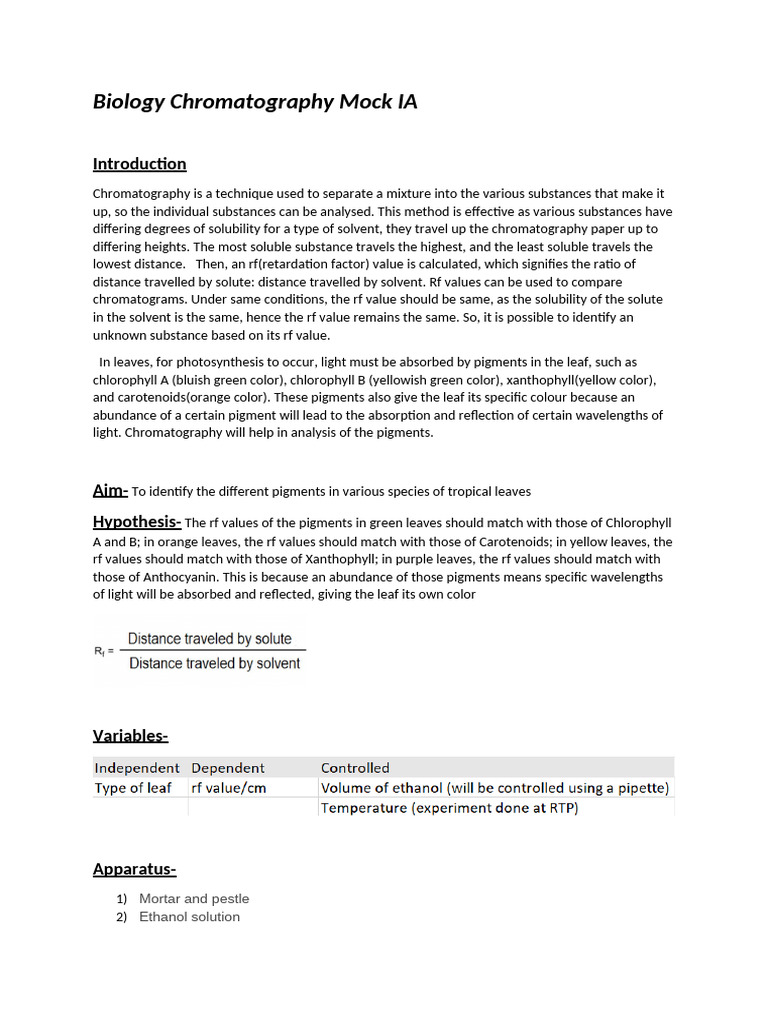 Bio Chromatography Mock Ia | PDF | Chromatography | Carotenoid