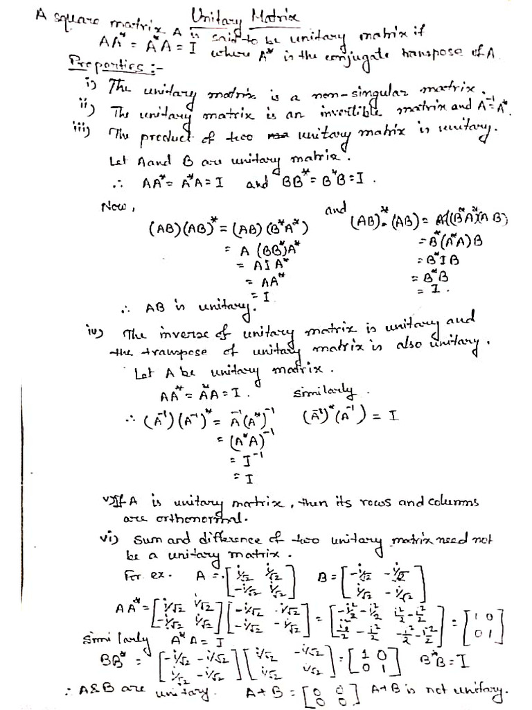 Unitary Matrix | PDF