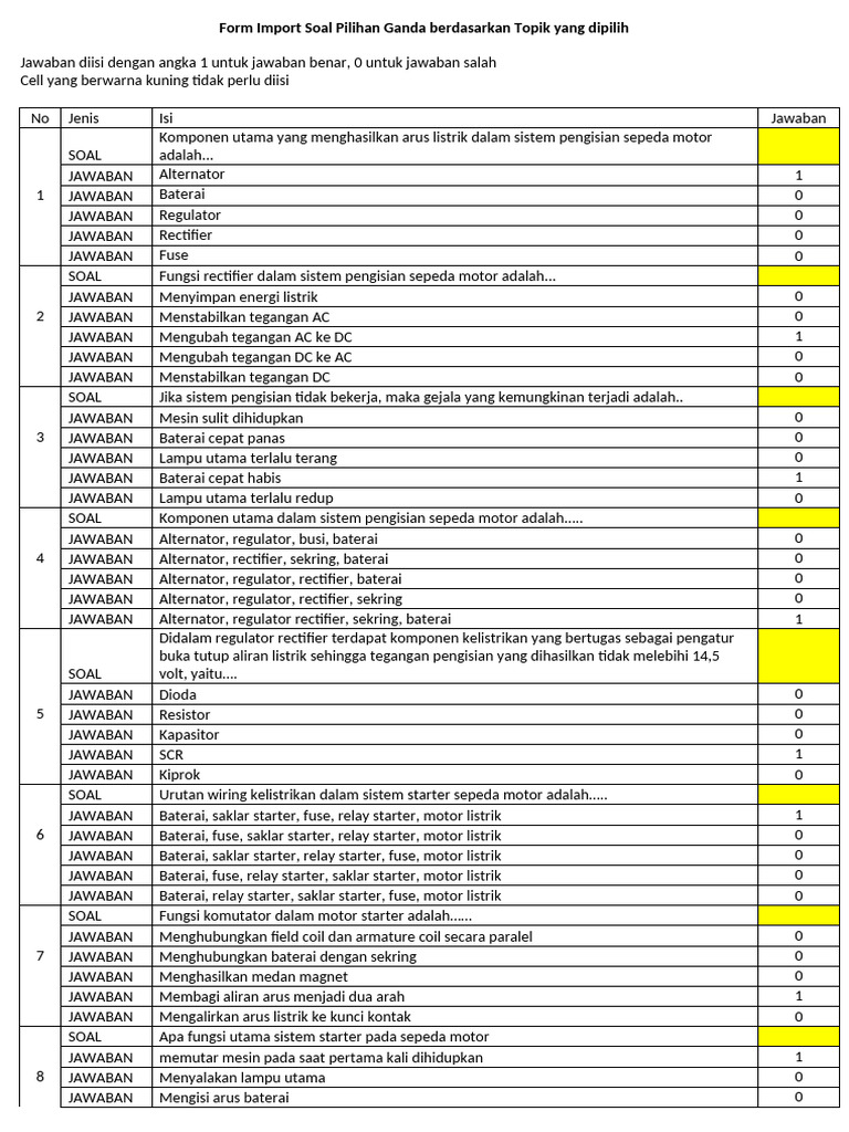 Form Soal Ganda PLSM Subhan | PDF