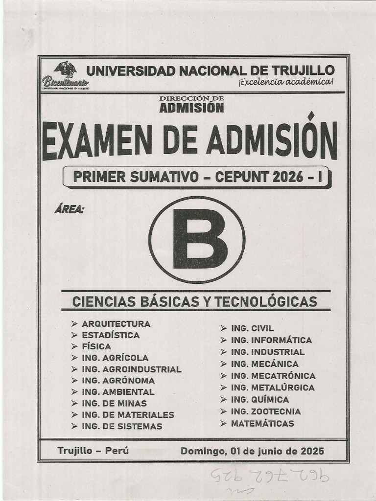 Primer Sumativo Cepunt 2026 I Area B | PDF