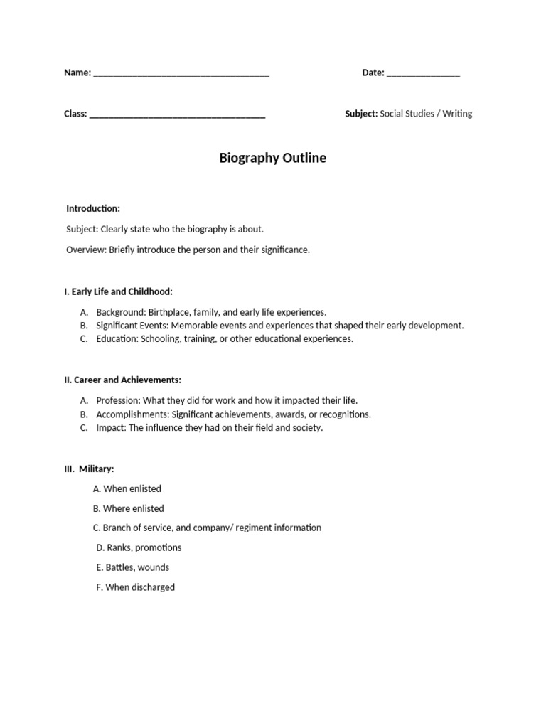 Updated Biography Outline | PDF