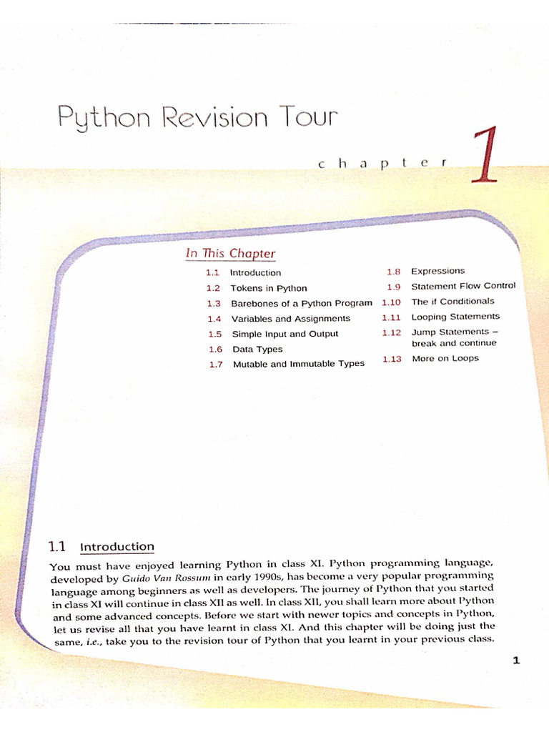 Chapter-1 Python Revision Tour | PDF