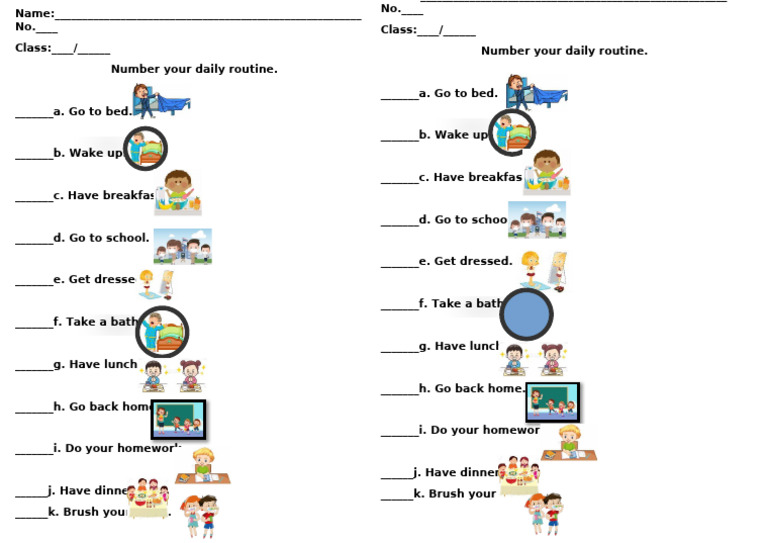 DAily Routine Worksheet | PDF
