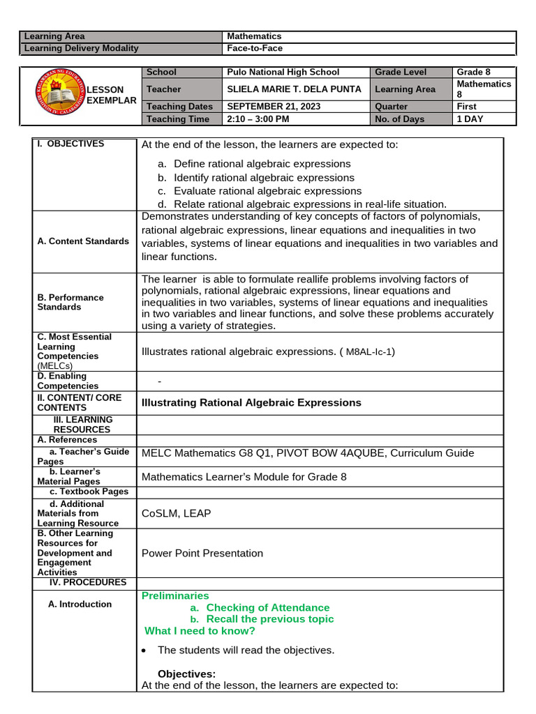 Delapunta Le Melc w4 q1 Portrait | PDF | Equations | Numbers