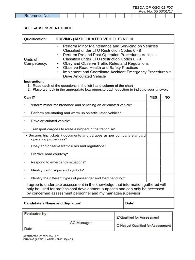 Articulated Vehicle NC III Sag Updated | PDF