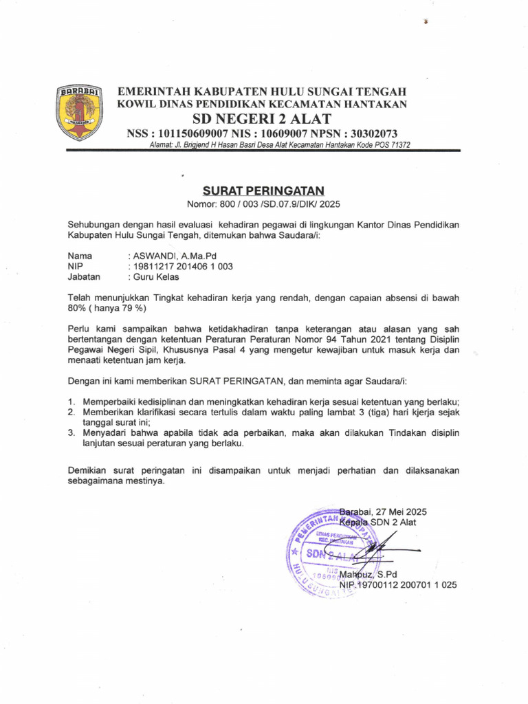 Surat Peringatan | PDF