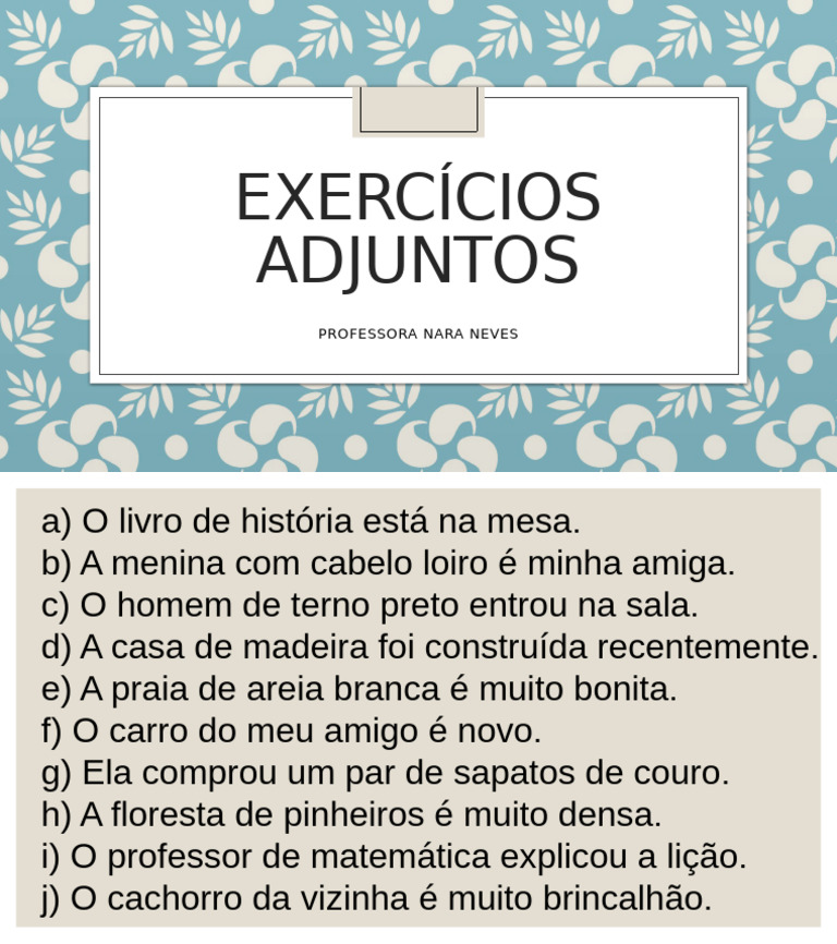 Exercícios Adjuntos | PDF