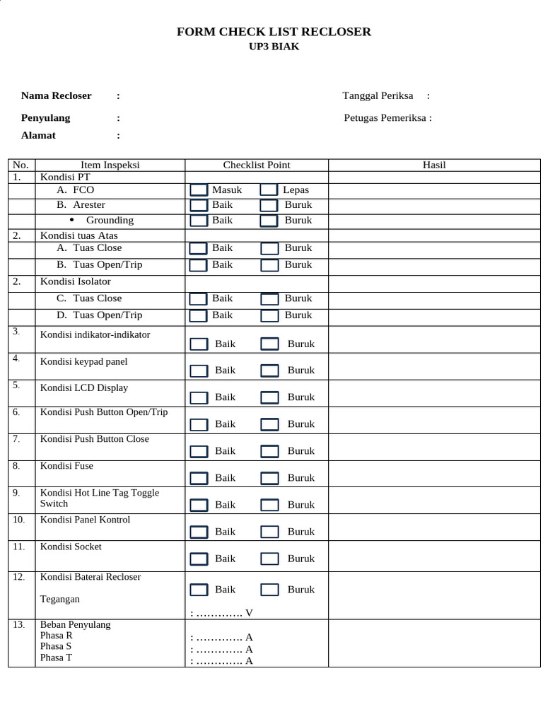 From Check List Recloser | PDF