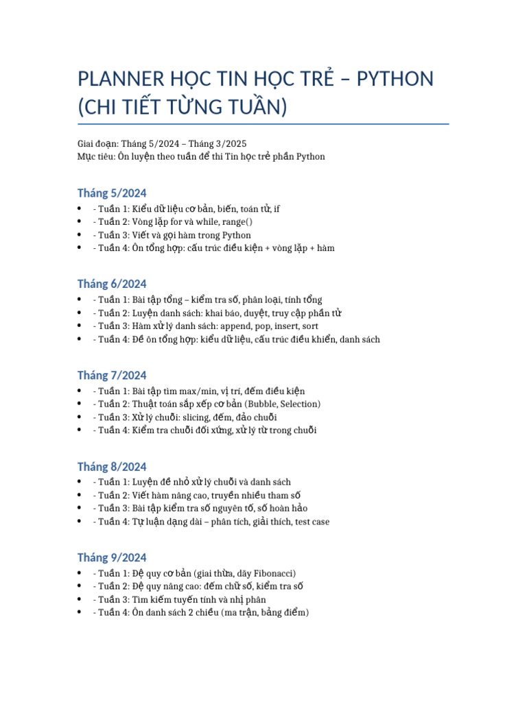 Planner_Tuan_Luyen_Tin_Tre_Python | PDF