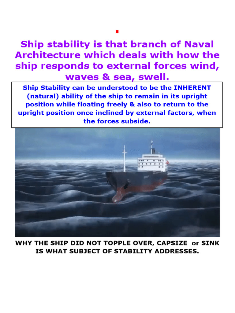 PART 1 STABILITY NOTES For BSC Nautical Science | PDF | Buoyancy | Shipping