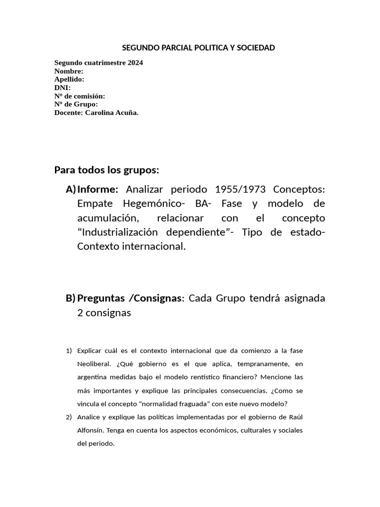 Parcial Tipo Informe | PDF