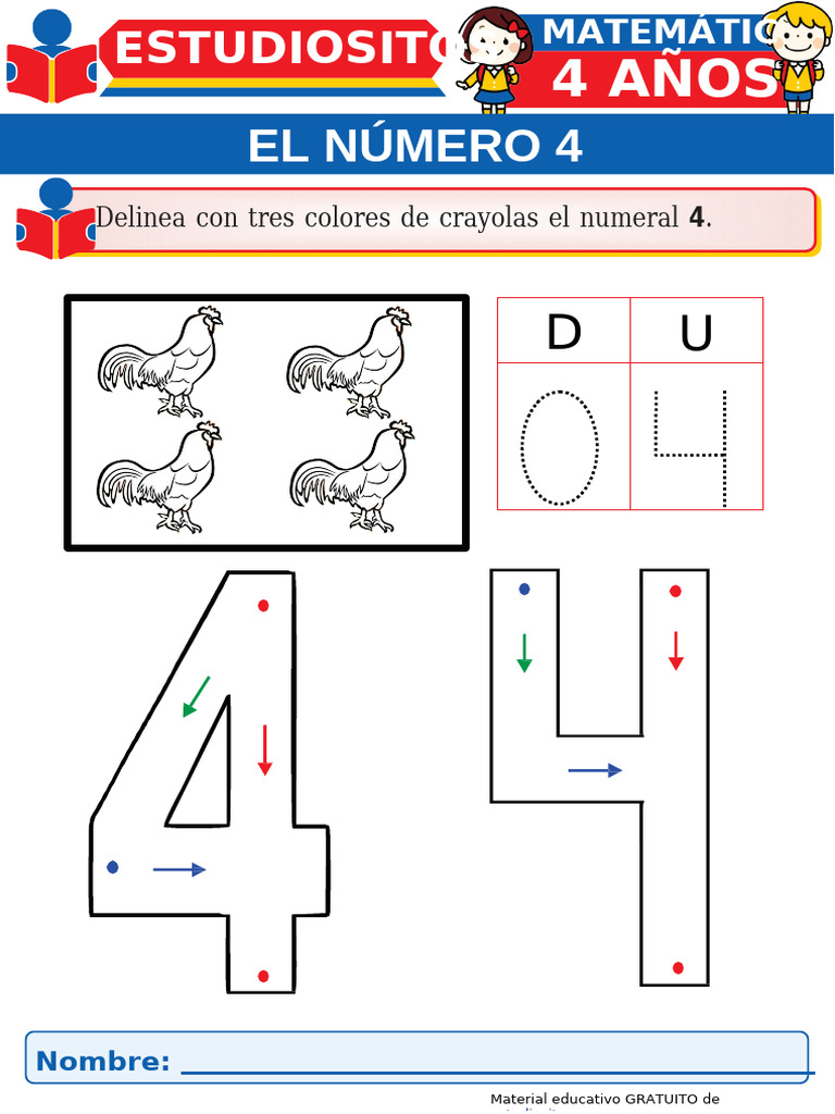 Numero 4 para Ninos de Cuatro Anos | PDF