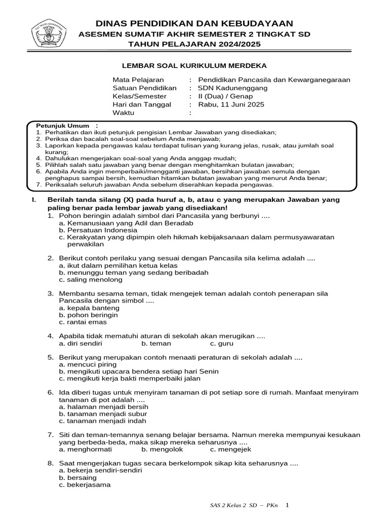 SAS 2 Kelas II - PPKN | PDF