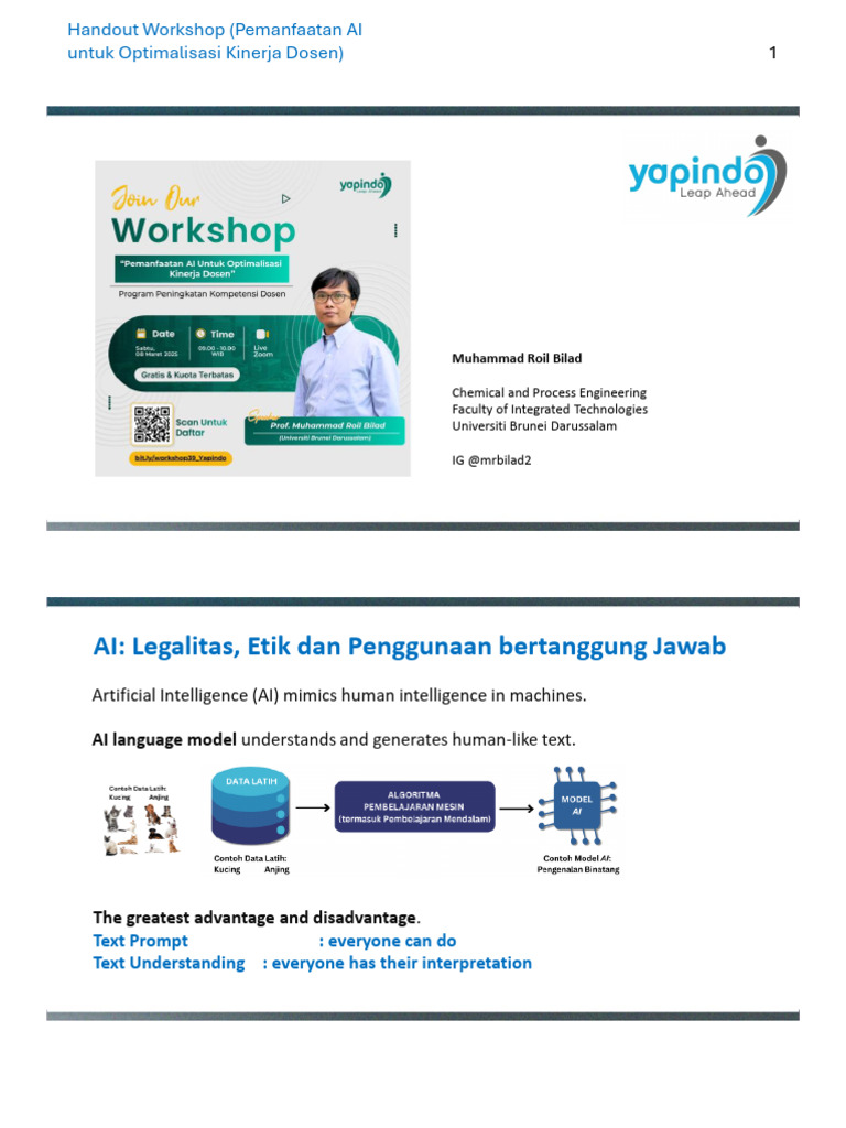 WORKSHOP DOSEN Topik Pemanfaatan AI Untuk Optimalisasi Kinerja Dosen (08 Maret 2025) | PDF
