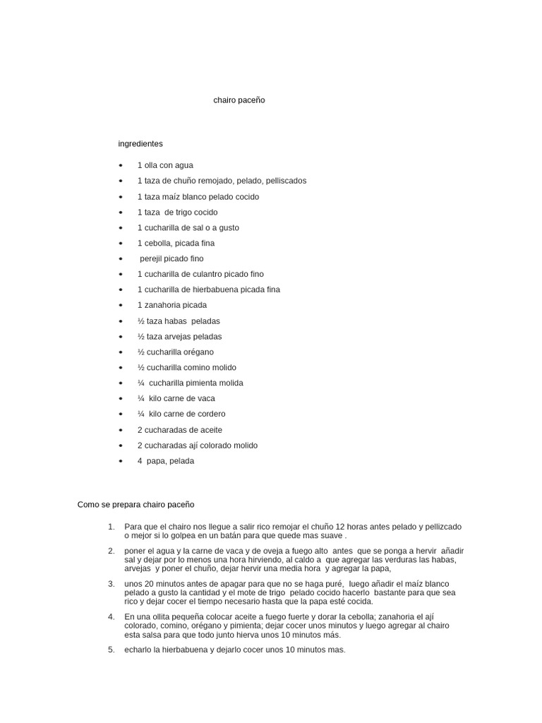 Chairo Paceño | PDF