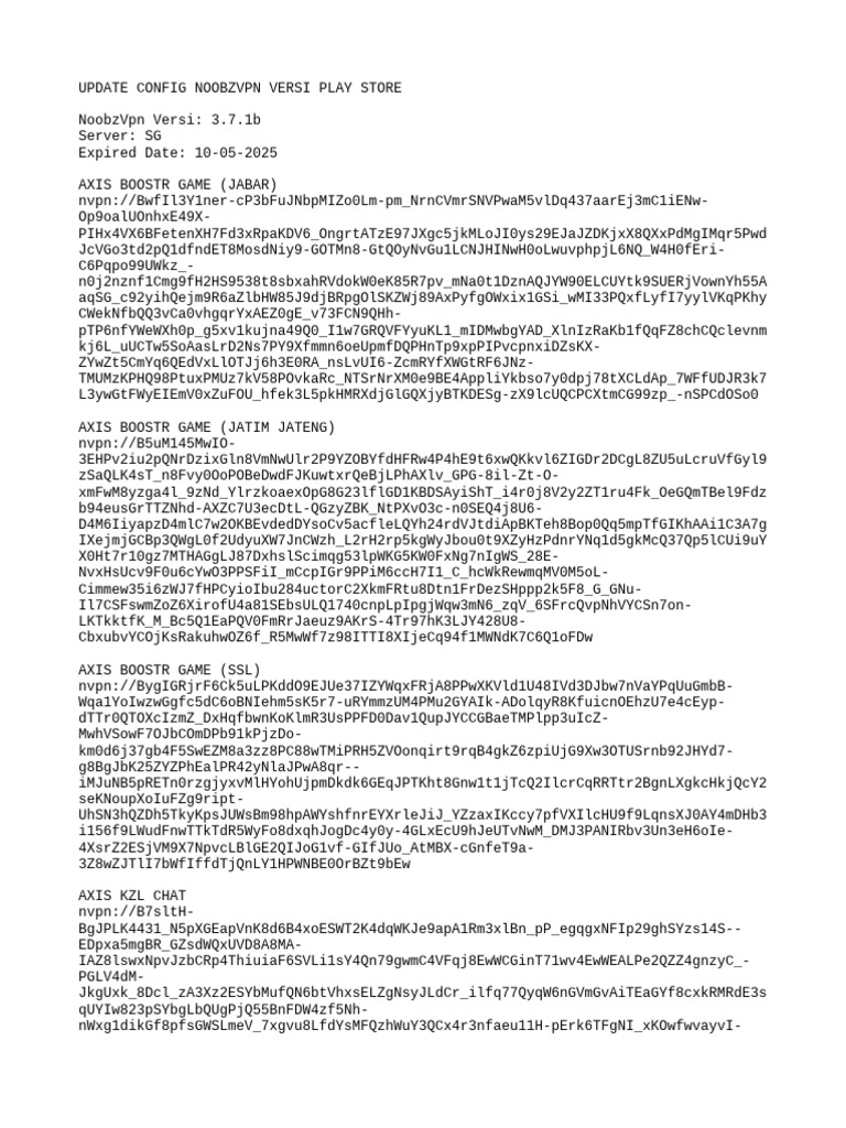 Config NobzVPN SSH SG - TXT F10 (Simfile - Co) | PDF