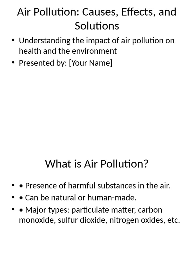 Air Pollution: Causes, Effects, Solutions | PDF
