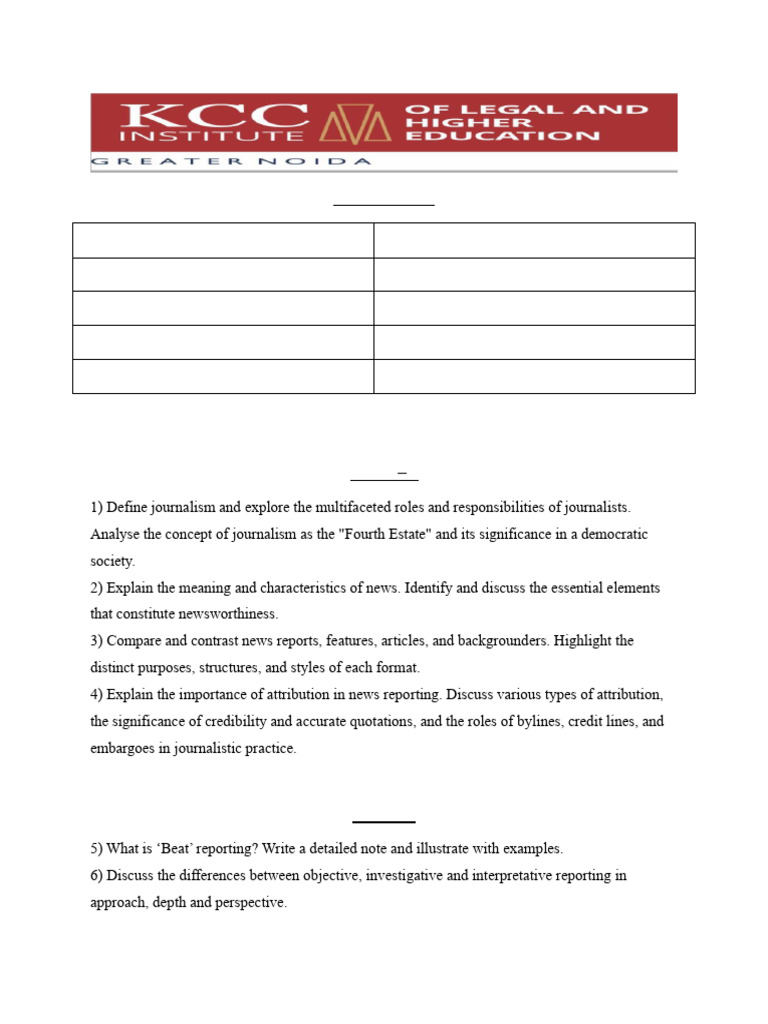 Print Journalism Assignment Guide | PDF