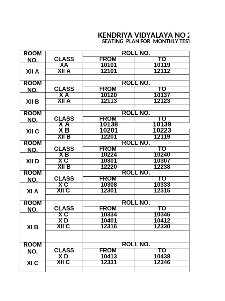 Seating Plan and Attendance | PDF