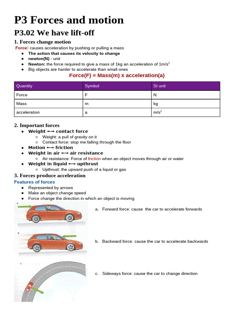 P3 Forces and Motion | PDF | Force | Weight