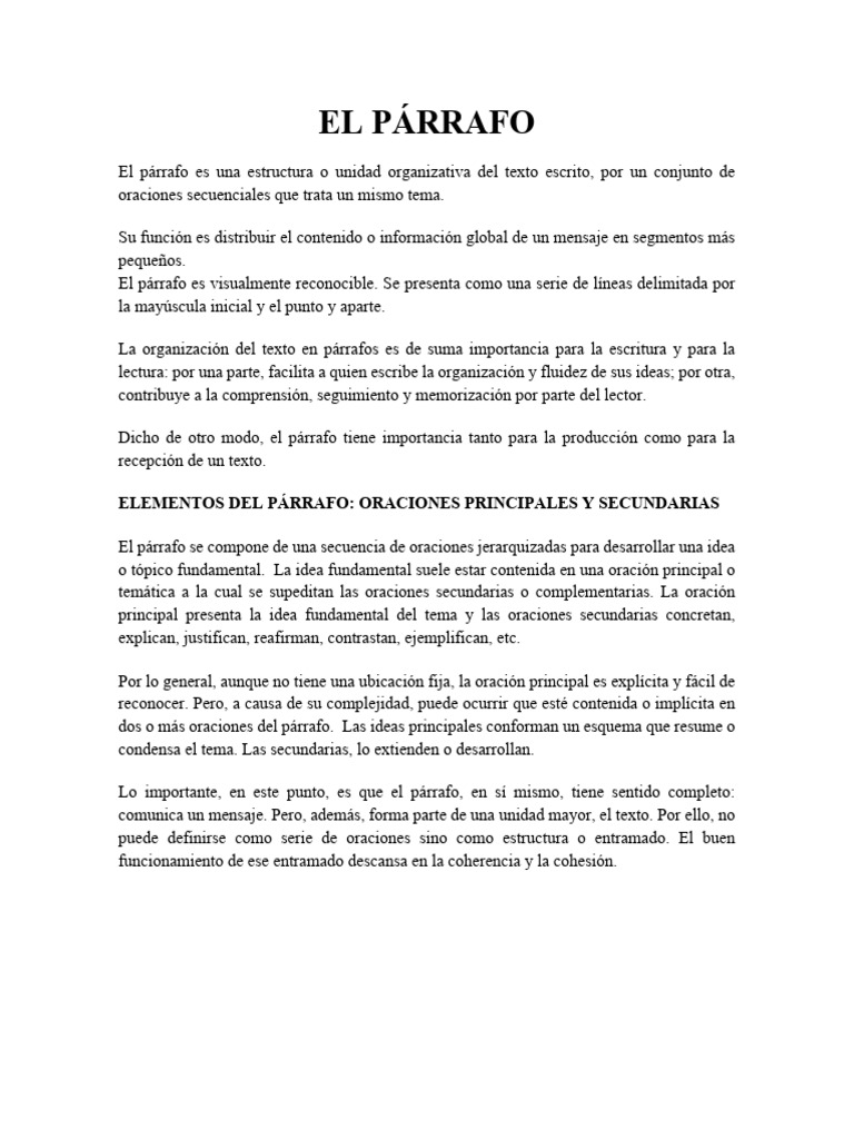 El Párrafo Texto para Leer | PDF | Causalidad | Oración (Lingüística)