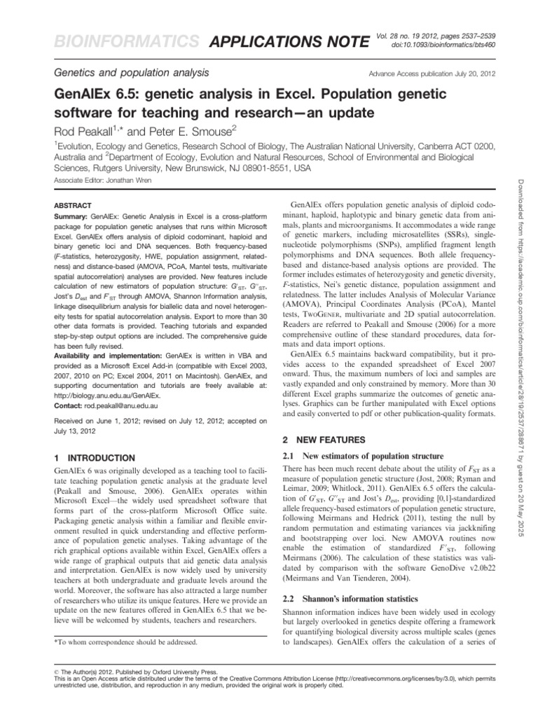 Bioinformatics 28-19-2537 | PDF | Microsoft Excel | Single Nucleotide Polymorphism