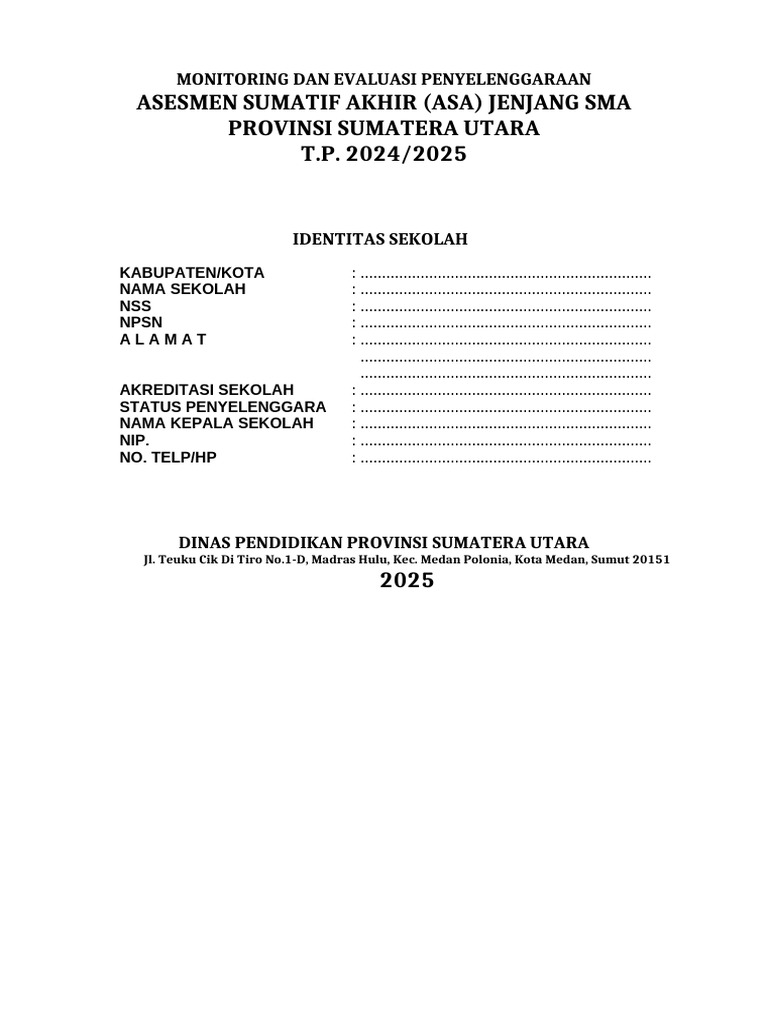 Instrumen Monitoring ASA Sumut 2024 2025 FINAL | PDF