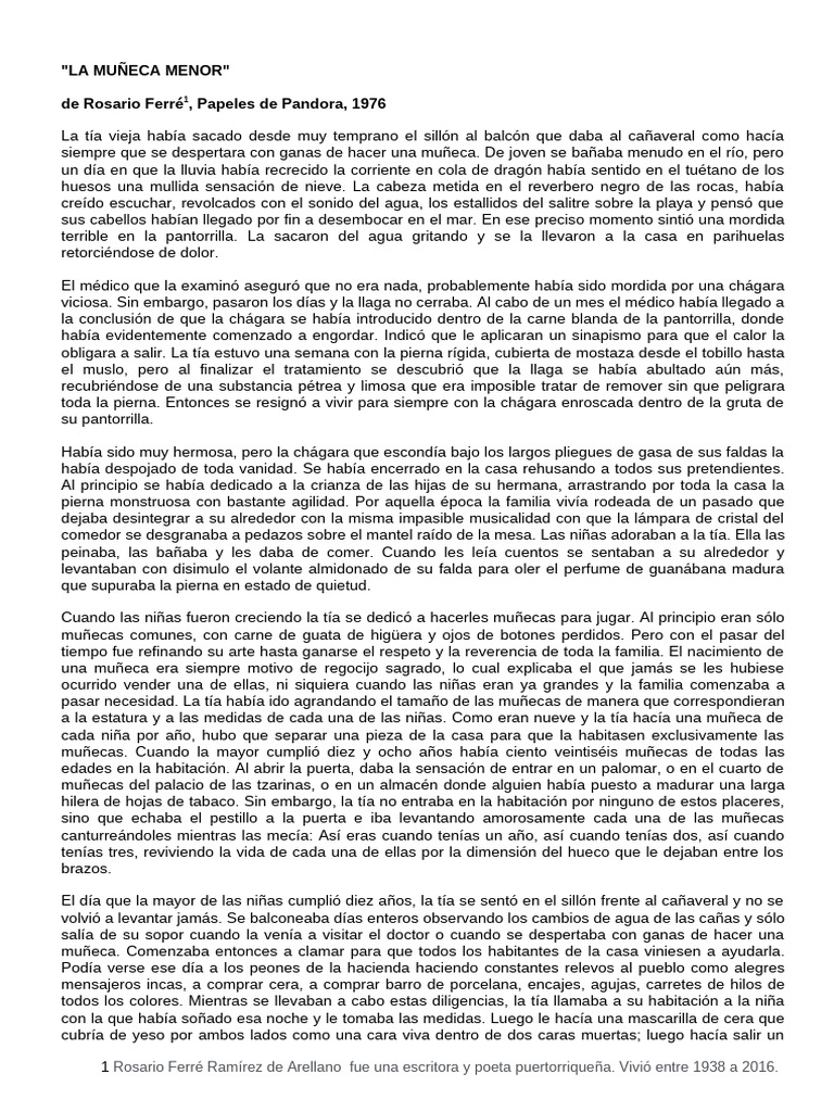 LA MUÑECA MENOR - Cuento para 2do A | PDF