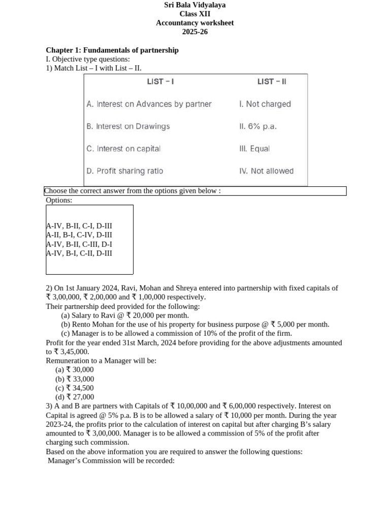 Accountancy Worksheet_ch 01 and 02 | PDF | Goodwill (Accounting) | Interest