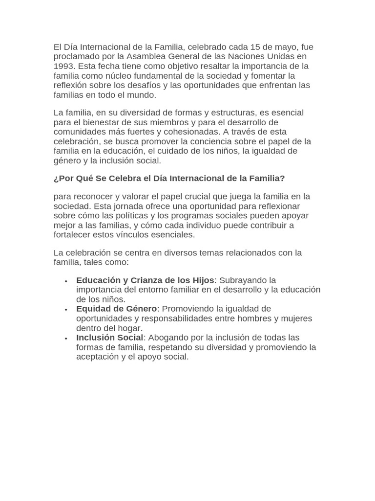 El Día Internacional de La Familia | PDF