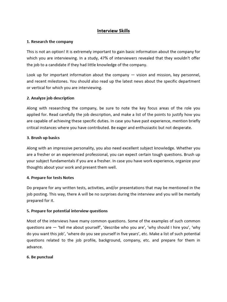 Interview Skills (KMBN107 UNIT-4) | PDF | Experience | Knowledge