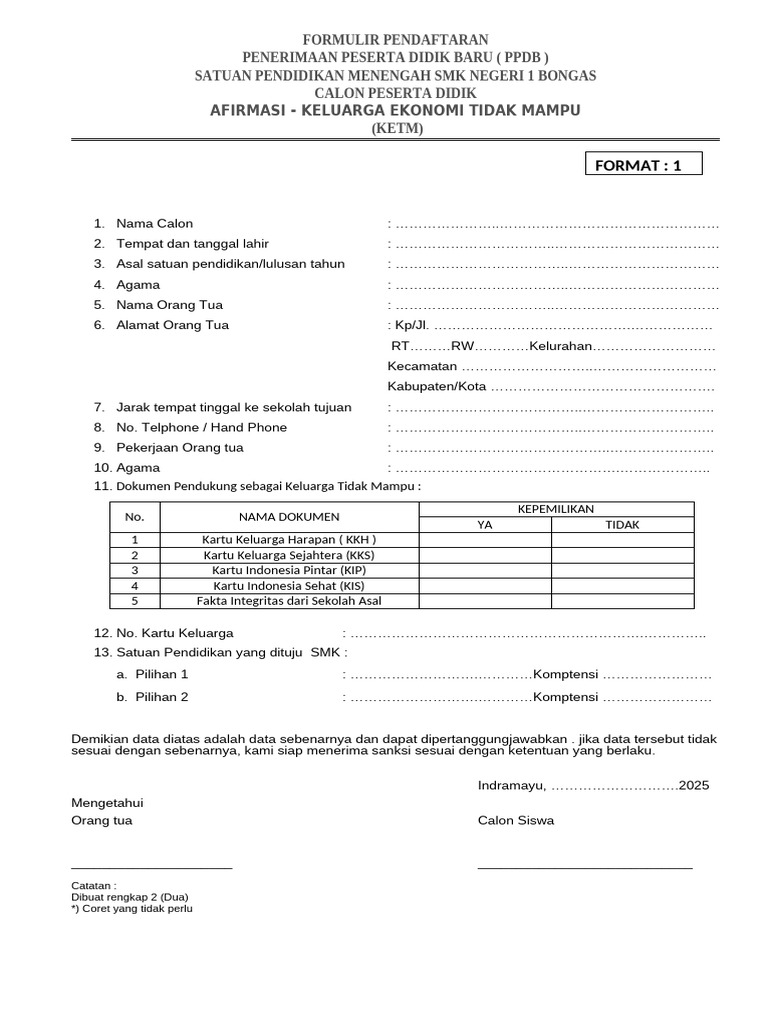 Formulir PPDB 2526 | PDF