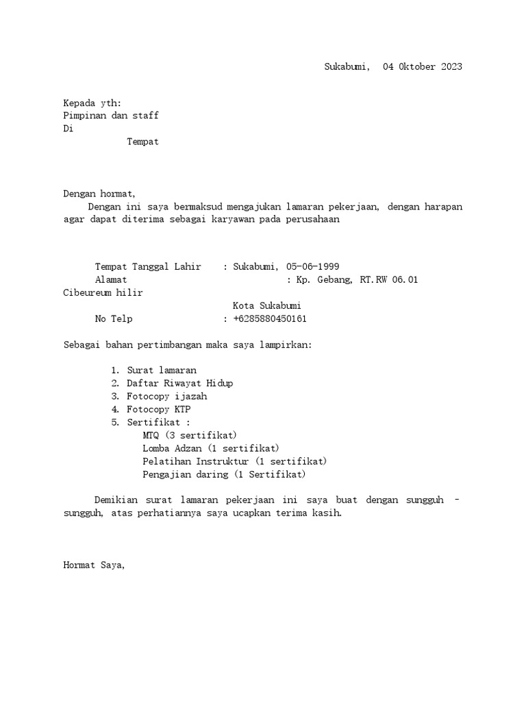 CV Muhamad Yusup-1 | PDF