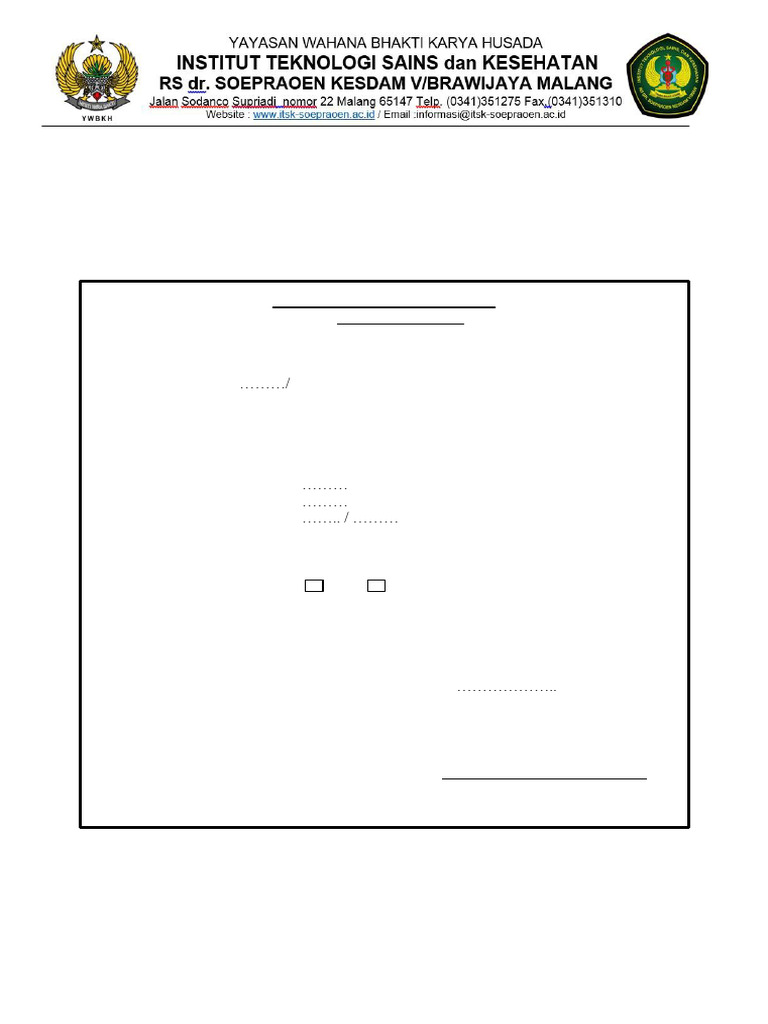 Form Surat Keterangan Sehat | PDF