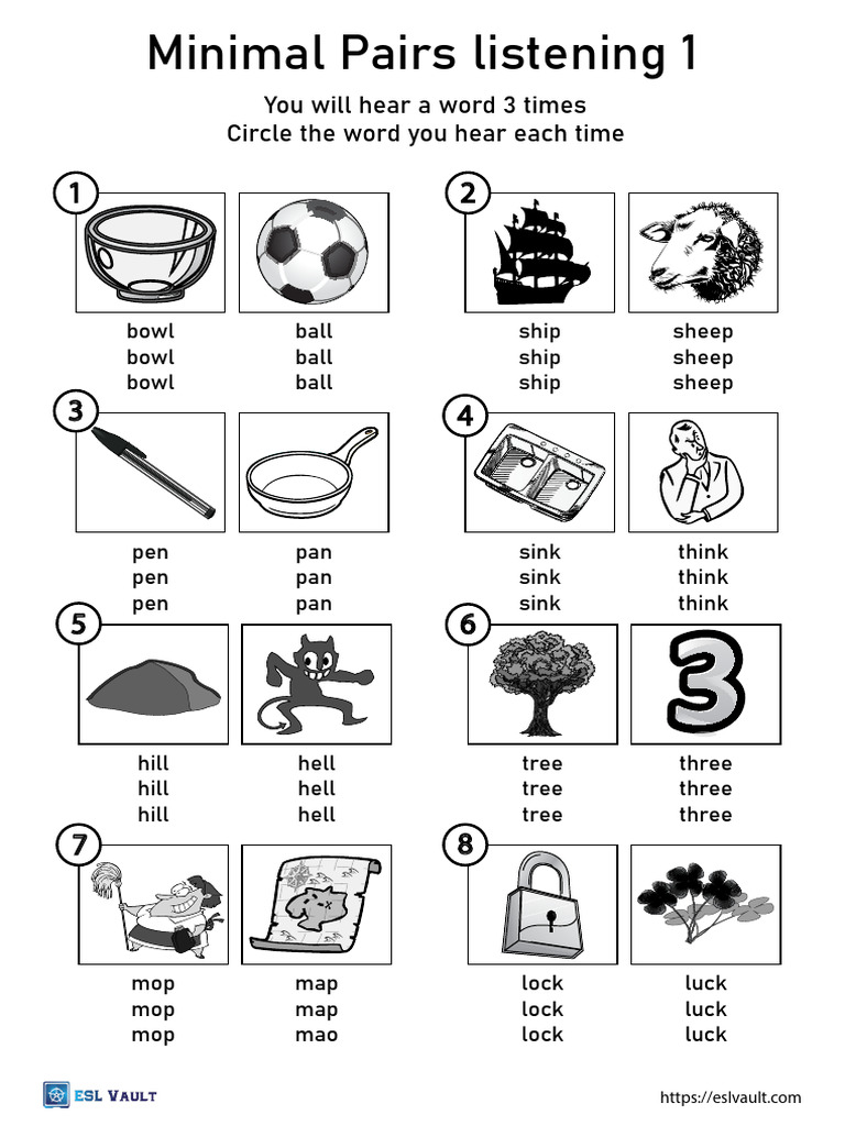 Minimal Pairs Listening Exercise | PDF