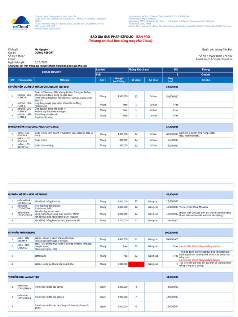 Báo Giá Ezfolio - Coral 15may2025 Update | PDF
