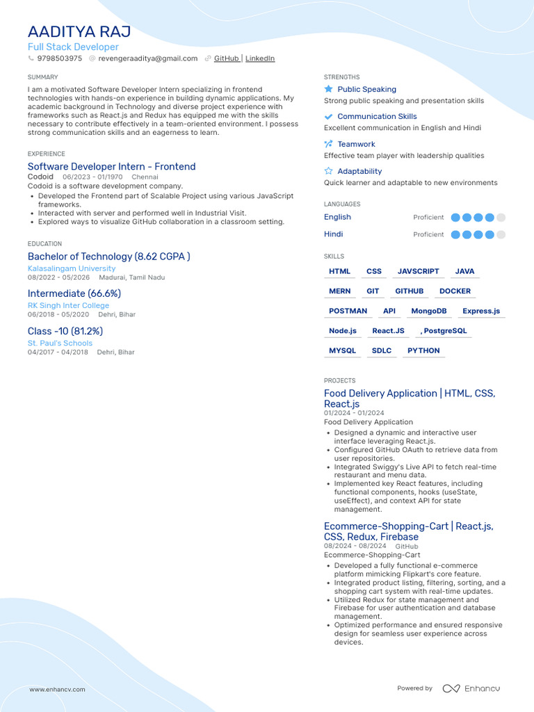 Aaditya Raj Job Resume | PDF | Java Script | Computing