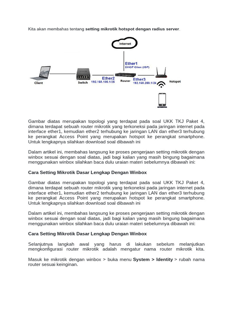 Membahas Tentang Setting Mikrotik Hotspot Dengan Radius Server | PDF