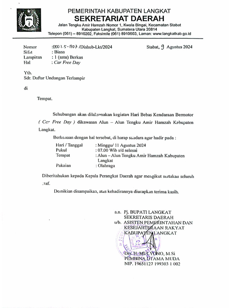 Surat Undangan Car Free Day | PDF